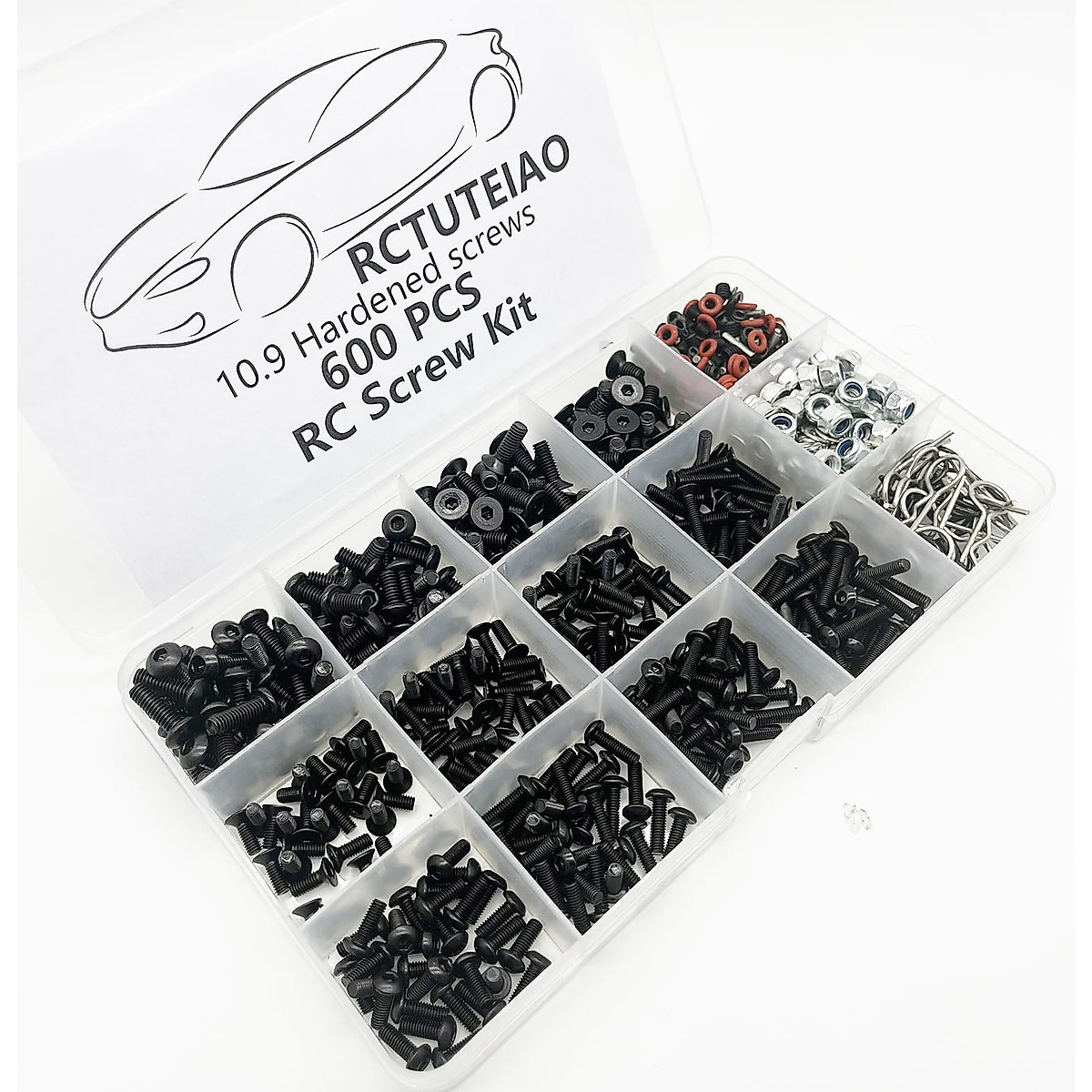 RC Car Tool Stand Repair Work RC Screws Kit 600PCS & RC Screwdrivers and Screws Pallet Kit 360 Degree Rotation for 1/8 1/10 1/12 1/16 1/18 RC Car Truck Crawler (Black)