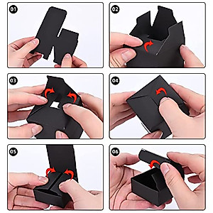 NIGNYA Black Favor Boxes, Tiny Gift Boxes for Presents, Small Kraft Gift Box 2.16x2.16x0.98 inch, 50 Pack Black Box with Lid for Favors, Ornaments, Candy, Tiny Items, Small Business