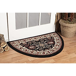 Great American Distributors Hearth Slice Fireplace Rug - Log Cabin Decor, Kitchen Carpet, Accent Rug, Fire Resistant Mat, Traditional Designs, 2'2" x 3'3" (Cream/Black)