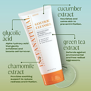 InstaNatural Glycolic Acid Cleanser Face Wash for Women & Men, Gently Exfoliating, Pore Minimizer, Anti Aging, Blackhead Remover, Acne Facial Treatment with Botanical Extracts, 6.7 Fl Oz