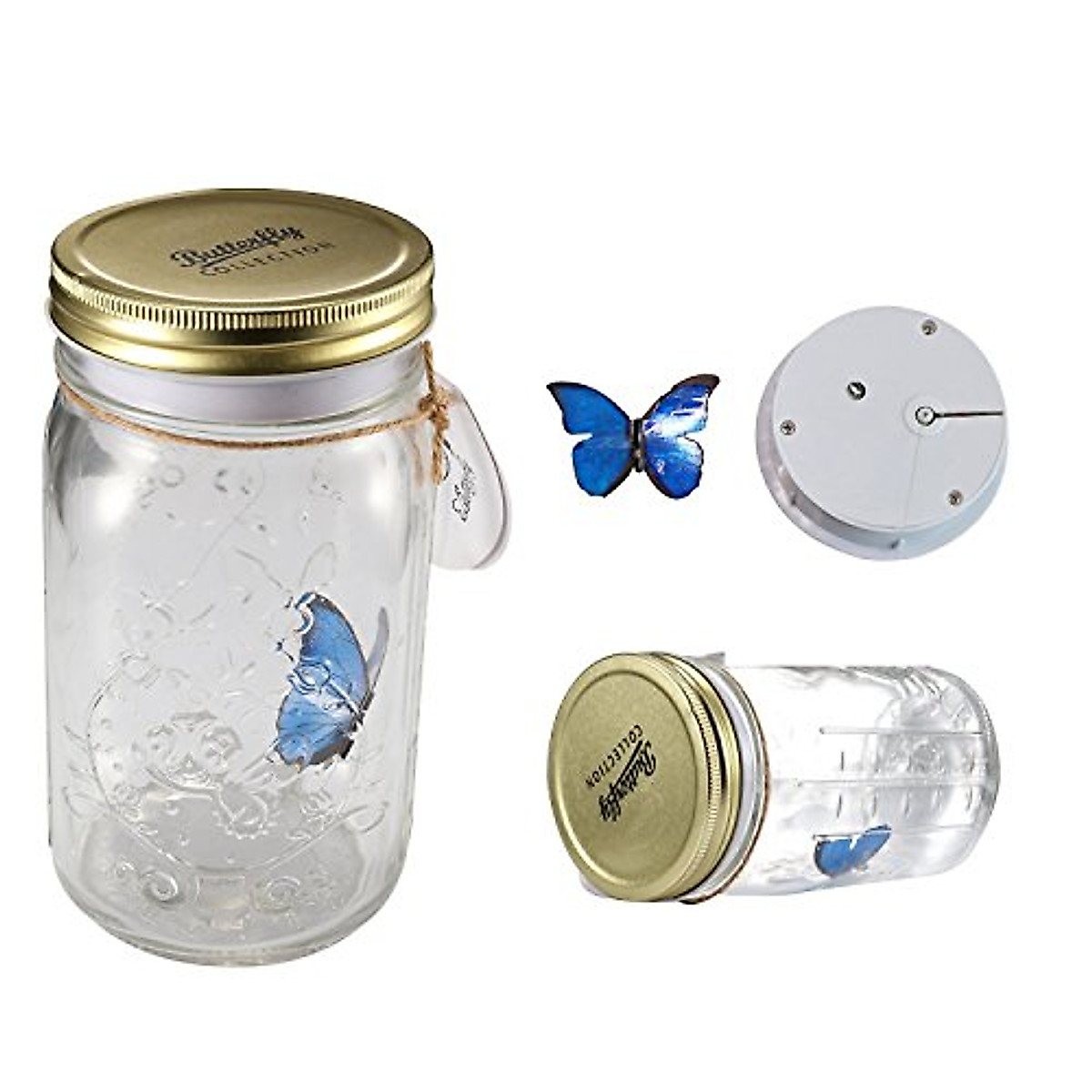 Fangfang LED Lamp Romantic Glass Animated Butterfly Jar Gift Decoration (Blue)