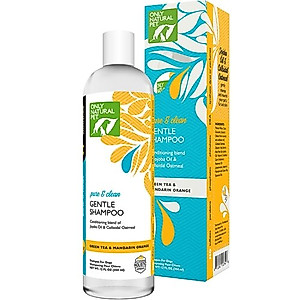 Only Natural Pet Pure and Clean Gentle Grooming Shampoo for Dogs with Jojoba Oil and Colloidal Oatmeal - Green Tea and Mandarin Orange Scent - 12 Fl Oz - Gentle Shampoo