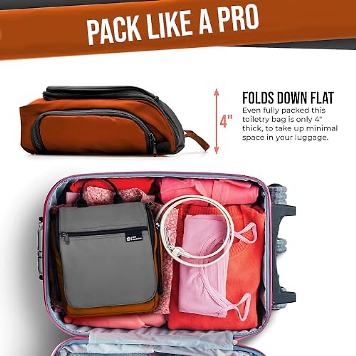 D&D Hanging Travel Toiletry Bag for Men and Women – Cosmetics, Makeup and Toiletries Organizer Kit with 10 Compartments, YKK Zippers, XXL Metal Swivel Hook, Water-Resistant Nylon