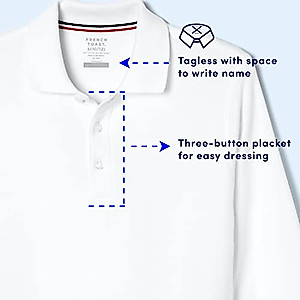French Toast boys Long Sleeve Pique (Standard & Husky) Polo Shirt, Light Blue, 6 7 US