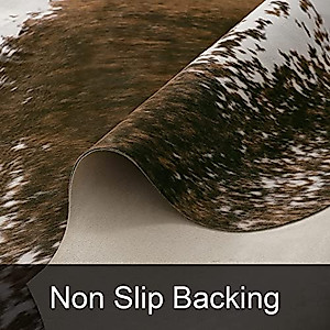 Keeko Faux Cowhide Rug Cute Cow Print Rug, Faux Fur Cow Hide Animal Rugs for Bedroom Living Room Western Home Decor Carpets 2.3x3.6 Feet Saddle Brown