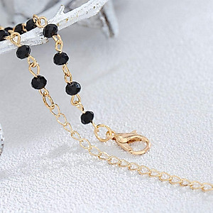 Olbye Rainbow Moonstone Necklace Choker Simple Necklace Personalize Everyday Necklace Jewelry for Women (Black)