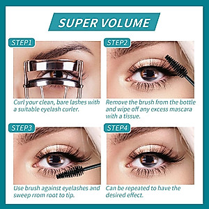 Volume and Length Thrive Black Mascara 4D Volumizing Thick Curling Mascara Waterproof, No Smudging, No Clumping, No Flaking, Thick & Black, Best Mascara for Women 0.28 OZ/ 8g