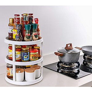 12 inch Diameter Turnable Lazy Susan Spice Rack Organizer for Large Cabinet, Kitchen Dining Table Refrigerator Bathroom Organization (Gray)