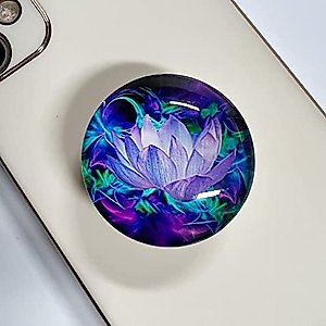 WUYULB Clear Glitter Purple Lotus Flower Design Expandible Collapsible Mobile Phone Grip Cell Phone Stand Holder for Smartphones Cellphone Accessory