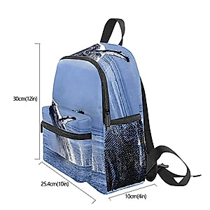 Girls Cute Mini Backpack Humpback Whales Natural Landscape Jumping Sea Small Backpack School Bag Lightweight Preschool Backpacks Fashion Backpack Purse for Women Travel Bag Daypack for Girls Boys