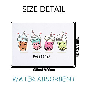 Rashu Area Rug Non Skid Accent Area Carpet Cute Bubble Milk Tea Cartoon Soft Floor Mat Large Rug for Home Decoration Living Room Washable Easy Clean Nursery Kids Play Mat5'25 x 4'