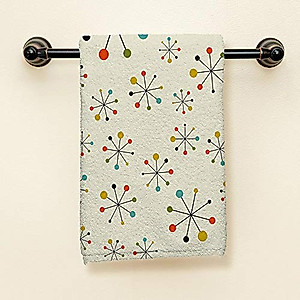 HGOD DESIGNS Cartoon Hand Towels,Mid Century Absctract Geometric Pattern 100% Cotton Soft Bath Hand Towels for Bathroom Kitchen Hotel Spa Hand Towels 15"X30"