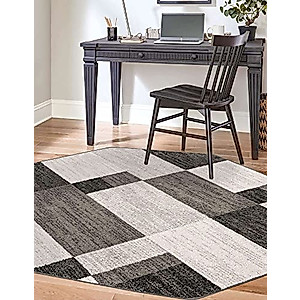 Unique Loom Autumn Collection Area Rug - Providence (5' 3" Octagon, Gray/ Ivory)