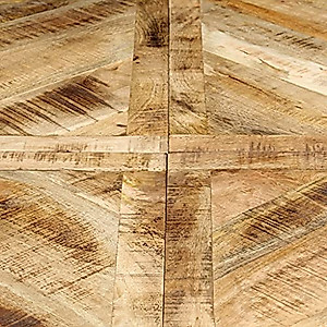 CHARMMA Dining Table Round,Solid Mango Wood Kitchen & Dining Room Round Tables for Farmhouse Kitchen Room Decor, Powder Coated Iron Leg,59.1" Dia