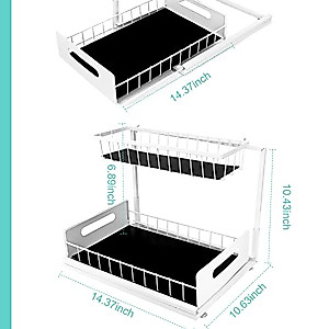 JOLIXIEYE Under Sink Organizer 2 Tier Under Kitchen Sink Organizer Pull Out Cabinet Organizer Multi-Purpose Under Cabinet Storage with Sliding Out for Laundry Bathroom Kitchen,White
