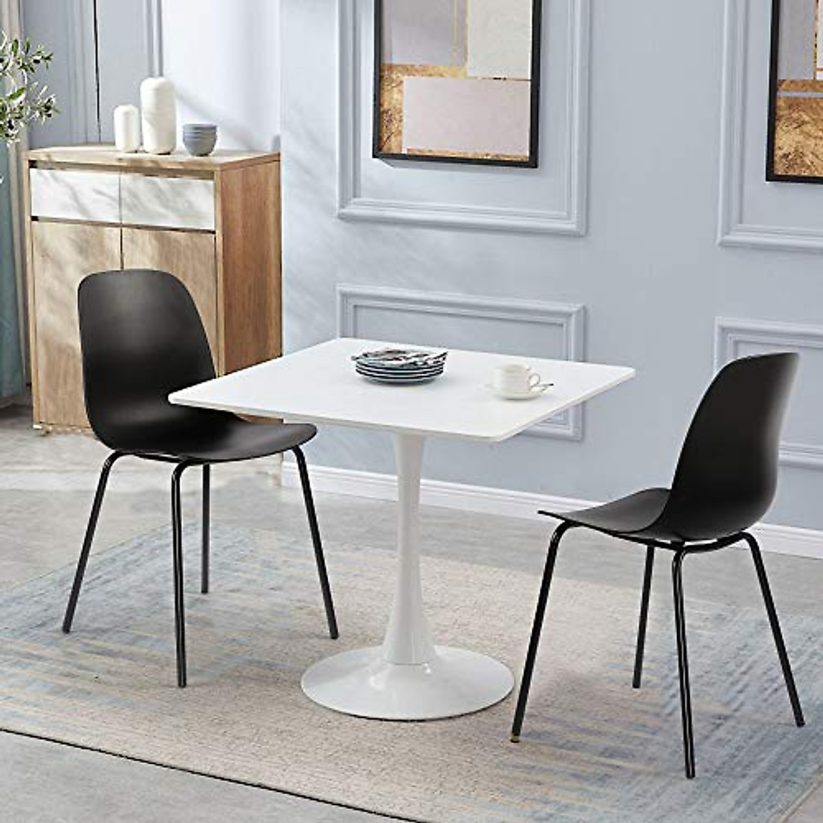 thksbought Set of 4 Dining Chairs with Legs for Kitchen Living Room(Matte Black)