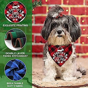 4 Pack Merry Christmas Xmas Dog Bandanas - Triangle Fall Christmas Xmas Dog Bandana Classic Plaid Pet Scarf Bibs Kerchief Gift Set Pet Holiday Accessories Decoration for Small to Large Puppy Dogs Cats