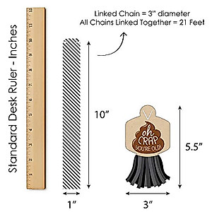 Big Dot of Happiness Oh Crap, You’re Old - 90 Chain Links and 30 Paper Tassels Decoration Kit - Poop Birthday Party Paper Chains Garland - 21 feet