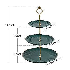 Sweejar 3 Tier Ceramic Cake Stand Wedding, Dessert Cupcake Stand for Tea Party Serving Platter (Jade)
