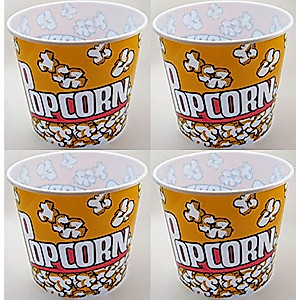 Popcorn Serving Tub 7.5" X 7.5"- Set of 4 Plastic Bowls