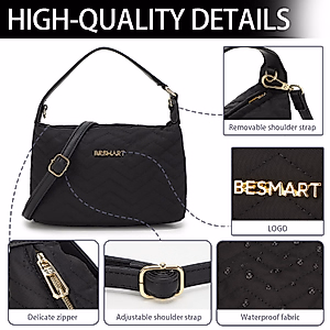 BE SMART Small Women Crossbody Bag with Wavy Embroidery Design Lightweight Casual Shoulder Handbag Simple Fashion Phone Bag Mini Purse for Ladies