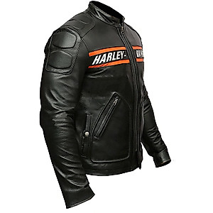 Bill Goldberg Classic Men's Harley Davidson Black Leather Motorcycle Jacket (XXL)