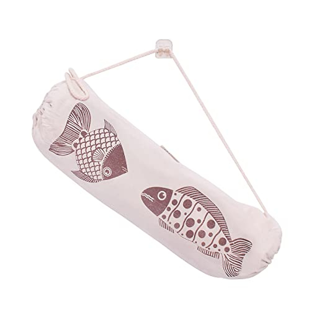 TOGETRUE Plastic Bag Holder, Natural Cotton Grocery Shopping Bag Holder, Cute Fish Pantry Decor (Coffe Brown)