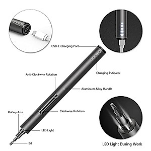 POWERGIANT Mini Electric Screwdriver, Small Portable Cordless Power Screwdriver Set with 55 Precision Bits & LED Light & Magnetic Mat, Handy Repair Tool for Phone Watch Camera Laptop