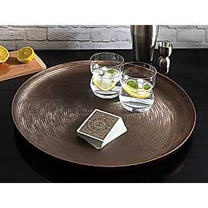 Kate and Laurel Stovring Mid-Century Round Metal Tray, 16 Inch Diameter, Bronze, Modern Tray for Serving, Storage, and Display