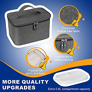 Dicorain Electric Lunch Box with Temperature Control Function, 100w Heated Lunch Box 1.8L Portable Food Warmer for Adults, 12/24/110v Heating Lunch Box for Car/Truck/Office with Thickened Bag