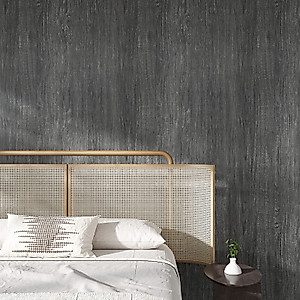 CHICHOME Large Size 30"x236" Dark Grey Wood Wallpaper Peel and Stick Wood Grain Contact Paper for Countertops Waterproof Thick Self Adhesive Distressed Wood Vinyl Wrap for Cabinets Drawer Furniture
