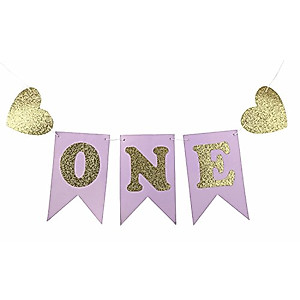 Purple 1st Birthday Baby Tutu for High Chair Decoration and "ONE" Pennant Mermaid Happy Birthday for Highchair