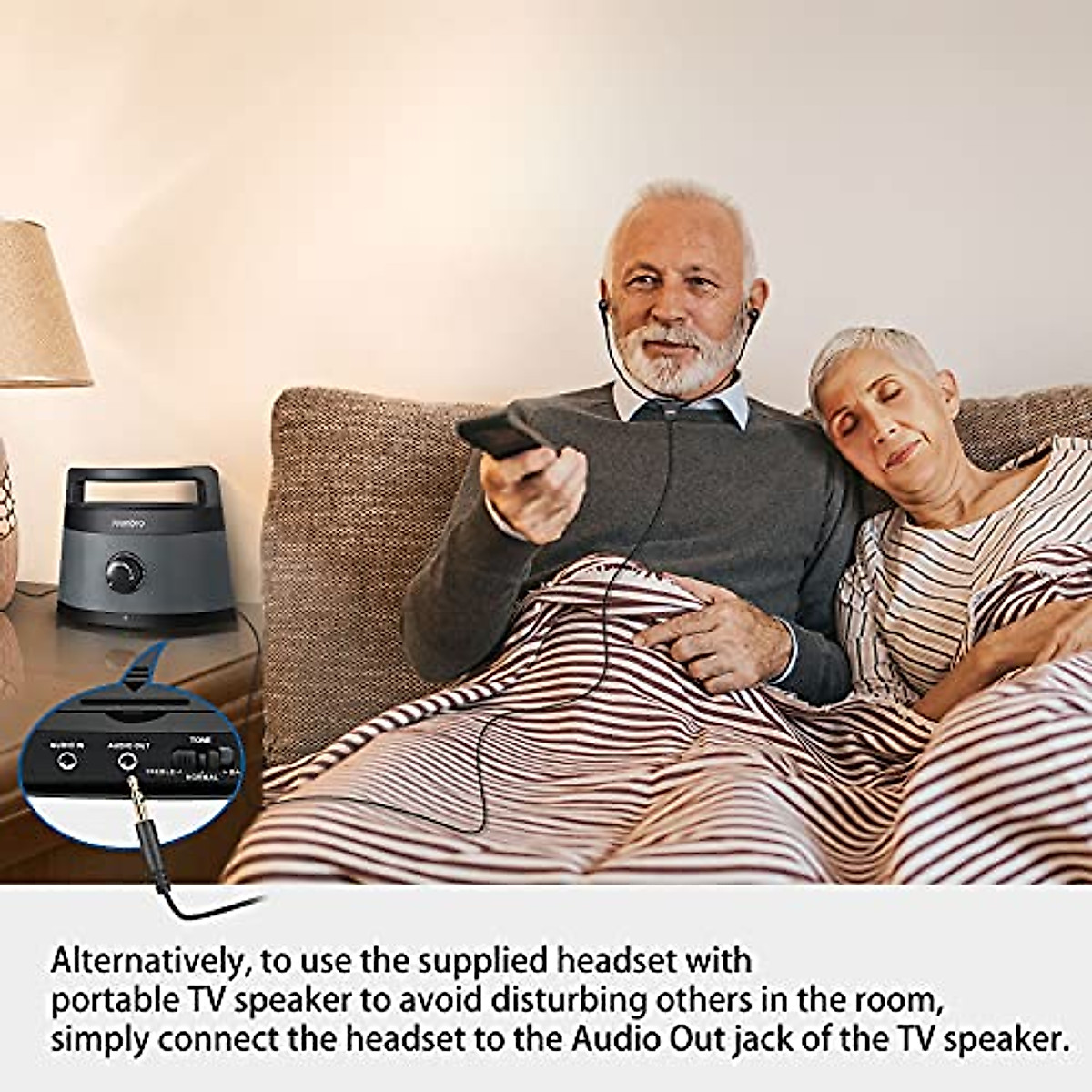 Joanbro TS1D 2.4GHz Portable Wireless Speakers for TV for Seniors and Hard of Hearing, Optical/RCA/AUX Supported, Voice Highlighting and Tone Control, 100ft Long Range TV Speaker