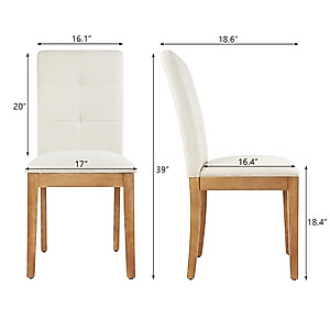 DAGONHIL Dining Chairs Set of 4, Modern Upholstered Fabric Dining Room Chairs, Armless Kitchen Chairs with Wood Legs and Padded Seat for Living Room, Bedroom, Kitchen (Beige)