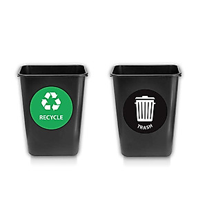 Recycle And Trash Decal/Sticker Signs (8.5 inches) - Waterproof-2pk; Removable, Durable, Air-Release, Weather-Resistant, Long Lasting Vinyl Labels For Recycling And Trash Bins, Indoor And Outdoor Use.