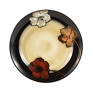 Pfaltzgraff Painted Poppies 16-Piece Stoneware Dinnerware Set, Service for 4, Tan/Assorted -