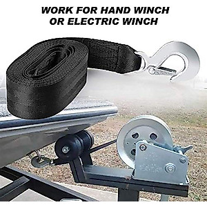 CENTAURUS Trailer Marine Boat Winch Strap with Hook Replacement, 2" x20' Winch Strap 10000Lb Max Towing Working Load at 3300 lbs for ATV Jetski Trailer Boat Wave Runner Towing Heavy Duty Equipment