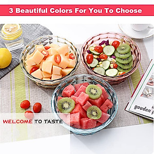 Taiuloo Set of 3 Salad Bowls with Lids, Salad Lunch Container To Go with Handle, Space Saving Nesting Bowls for Meal Prep, BPA Free Salad Serving Bowls, Plastic Bowl Set with Lid, Blue