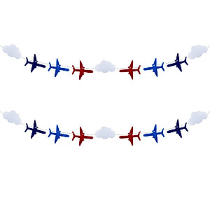 SaktopDeco 2 Pack Airplane Cloud Garland Plane Banner Airplane Party Supplies Plane Aviation Themed Birthday Party Decorations Supplies