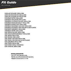 Scosche Compatible with Select 1995 to 2006 Select Chevrolet, GMC and Cadillac Full Size Trucks and SUVs 5.25" - 6.5" Speaker Adapters (1 Pair) SAGMT95B