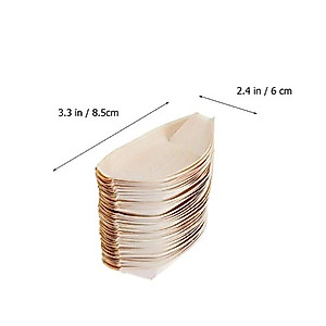 Hemoton 100pcs Bamboo Wooden Boat Disposable Sushi Boat Wooden Boat Serving Tray Sushi Tray Food Container Wood Bowl Cake Tool 3inch