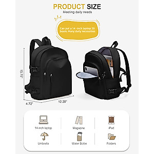 UPPACK College Backpack for Women Man Casual Daypack Backpacks Lightweight Travel Cute Preppy Backpack Aesthetic Simple Black Backpack Waterproof Carry On backpack for Airplanes College Essentials