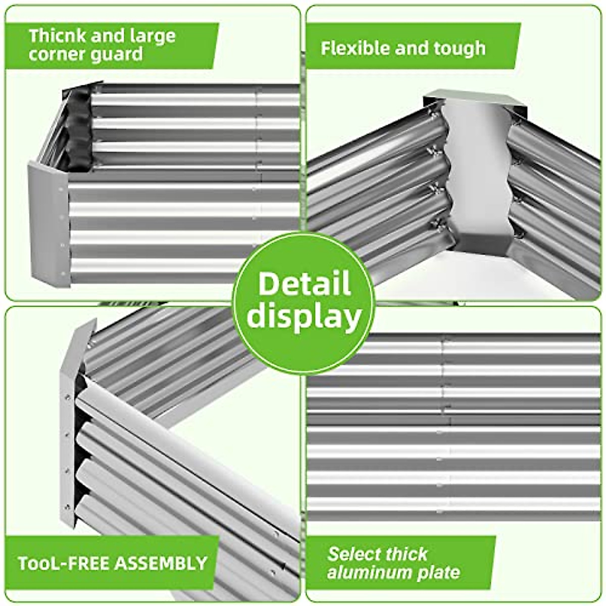 Raised Garden Bed Outdoor Aluminum Planter Box Kit for Vegetables Flower Herb, 2 Sets, 38x38x12 in