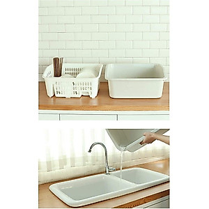 Plate Rack Draining Dish Rack Dish Storage Box Kitchen Drain Dish Rack Put Bowl Household With Lid Plastic Cabinet Rack for Kitchen Pan Plate Holder (Color : Pink)