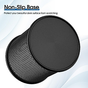 MaxGear Pen Holder for Desk, Premium Mesh Metal Pencil Holder Pen Cup Marker Holder Makeup Brush Holders, Desk Accessories & Workspace Organizers for Home, School & Office, Black, 3.7’’ Tall, 3 Pack