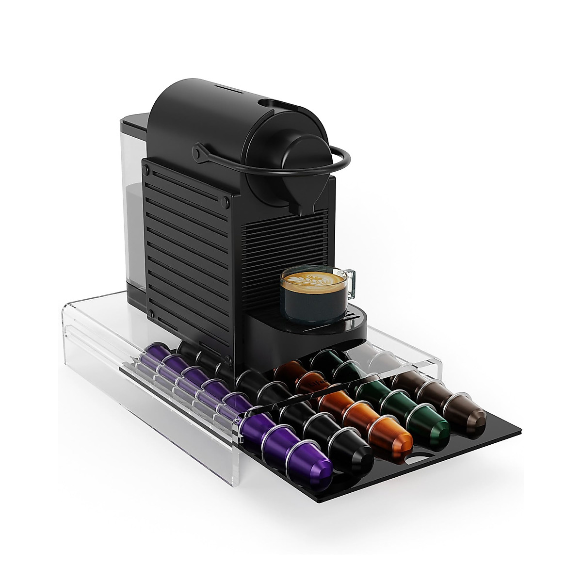 Storage Drawer for Nespresso OriginalLine Coffee Pod Holder for Counter Acrylic Coffee Capsule Organizer - 40 Pods