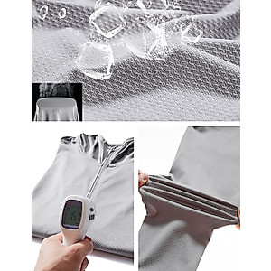 Locachy Men's UPF 50+ Sun Protection Outdoor Lightweight Full Zip Hoodie Jacket Long Sleeve Fishing Hiking Performance Shirt Light Grey L