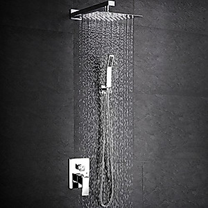SR SUN RISE 12 Inch Rain Shower Head, High Pressure Rainfall Showerhead Large Waterfall Shower Head Ultra Thin Water Saving, Brushed Nickel 304 Stainless Steel