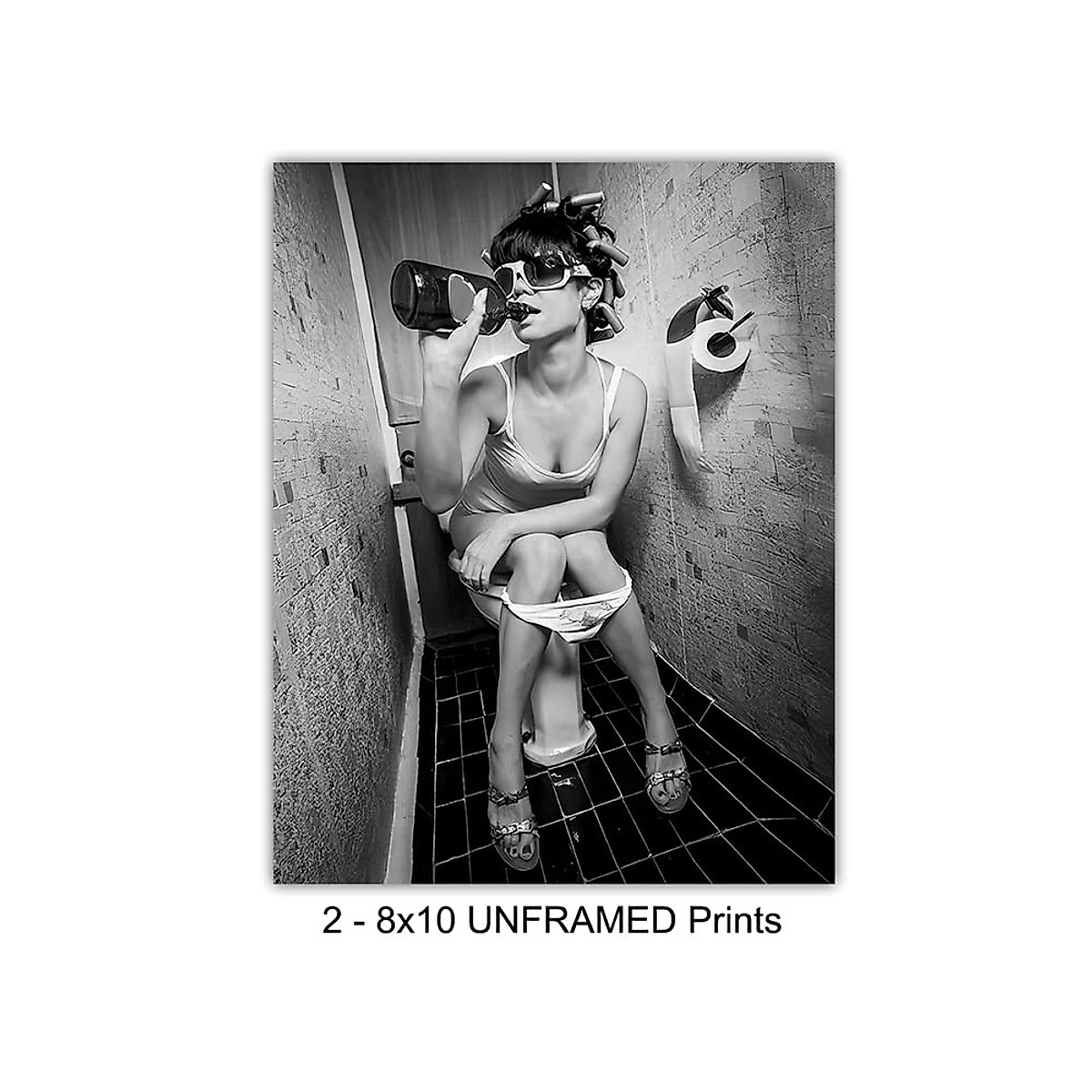 Bathroom Wall Art - Unique Funny Bathroom Decorations - Bathroom Decor - Bar Wall Decor - Guest Bathroom - Restroom Sign - Powder Room - 8x10 Woman Smoking Decor - Alcohol Decor