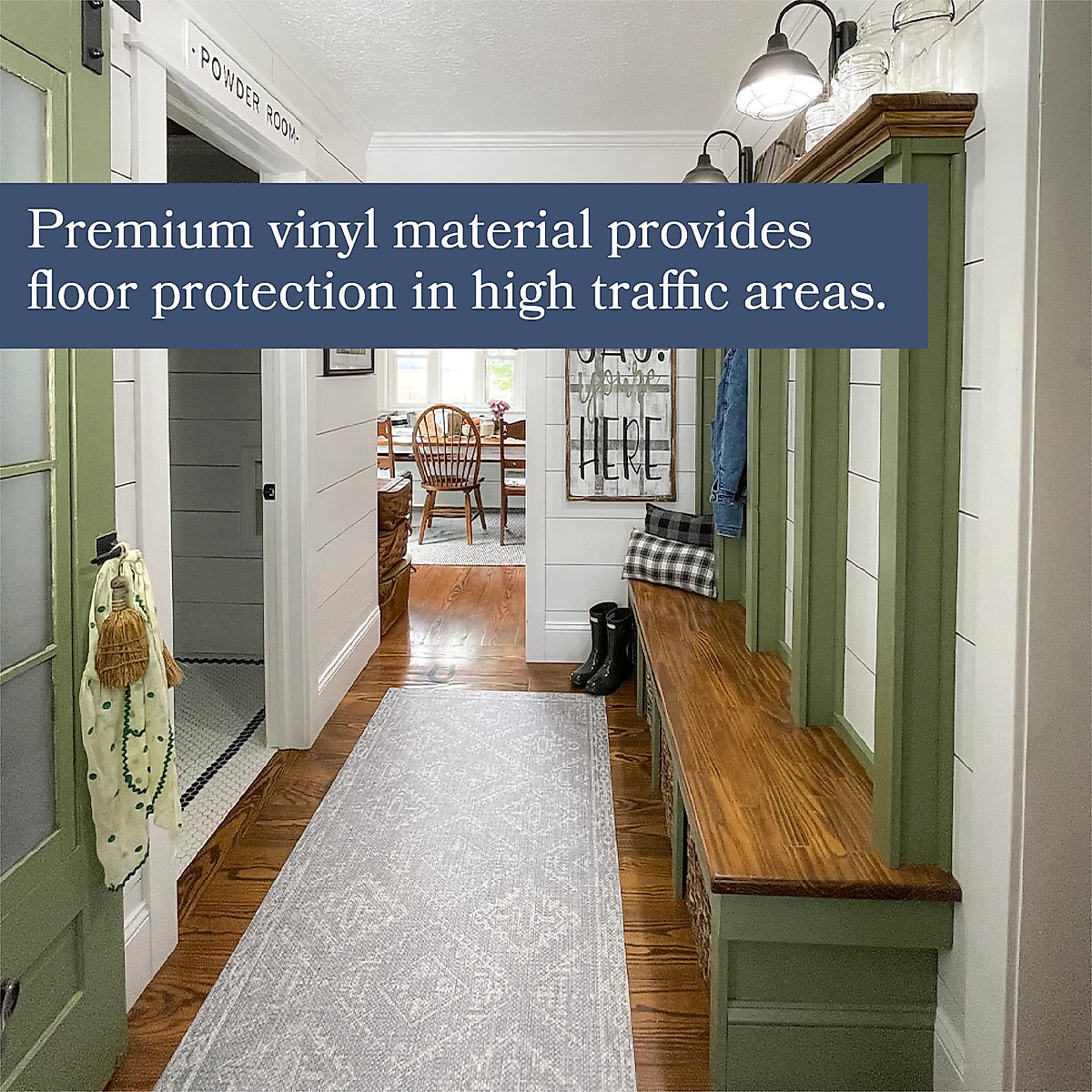 Carolina Creekhouse Melissa FloorFlat (057825UA) | Decorative Vinyl Floor Covering | Lay Flat | Durable | No Curling Edges | Waterproof | Easy Clean | Wipeable | Eco-Friendly | 2x3 Mat|Grey